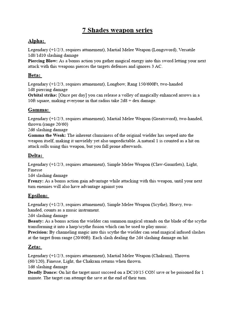 7 Shades Weapon Series | PDF | Blade Weapons | Melee Weapons