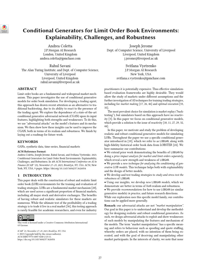Conditional Generators For Limit Order Book Environments: Explainability, Challenges, and ...