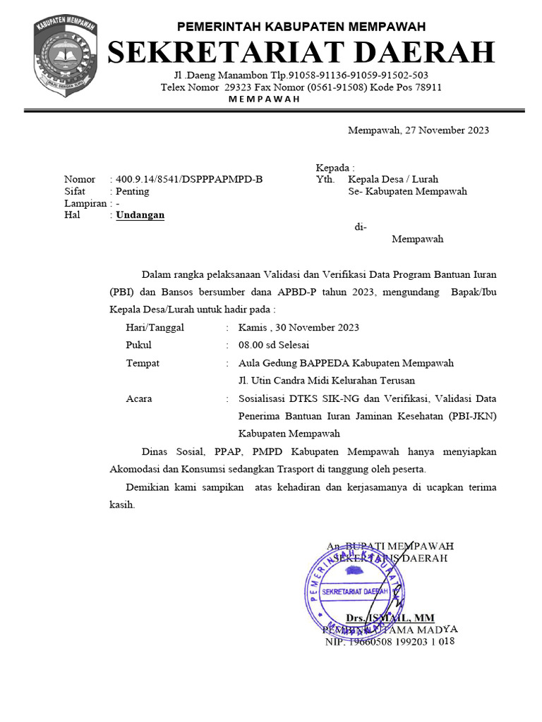 Undangan Kepala Desa OK | PDF