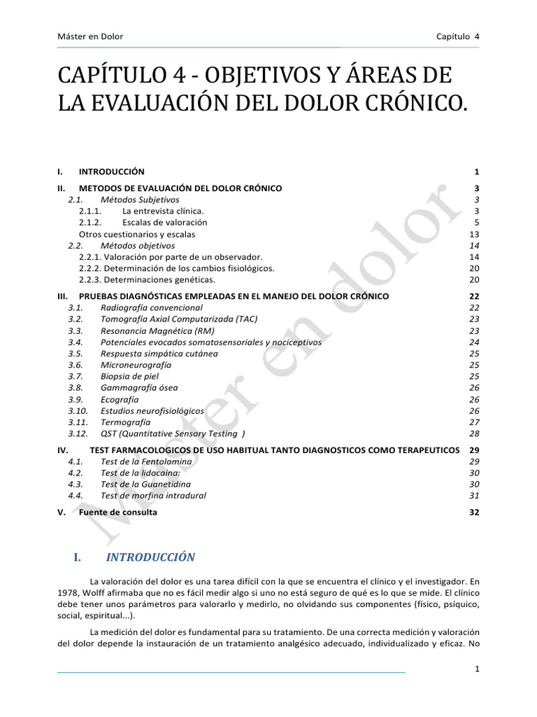 Capitulo 4 - Objetivos y Areas de Evaluacion | PDF | Dolor | Gene