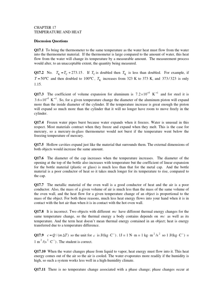 YF DQs-YF 14e Discussion Question Solutions-YFDQ ch17 14e | PDF | Evaporation | Heat Transfer