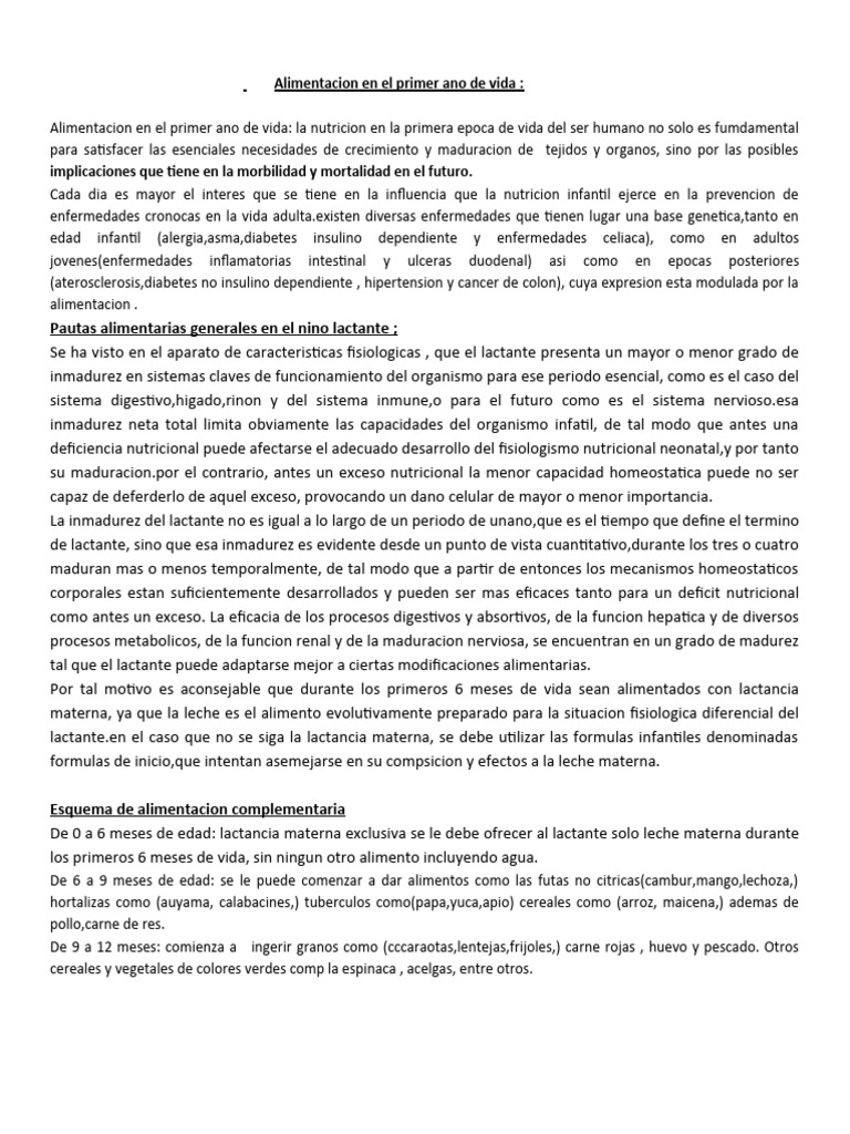 Alimentacion en El Primer Ano de Vida | PDF | Alimentos | Nutrición Alimentacion en El Primer Ano de Vida | PDF | Alimentos | Nutrición