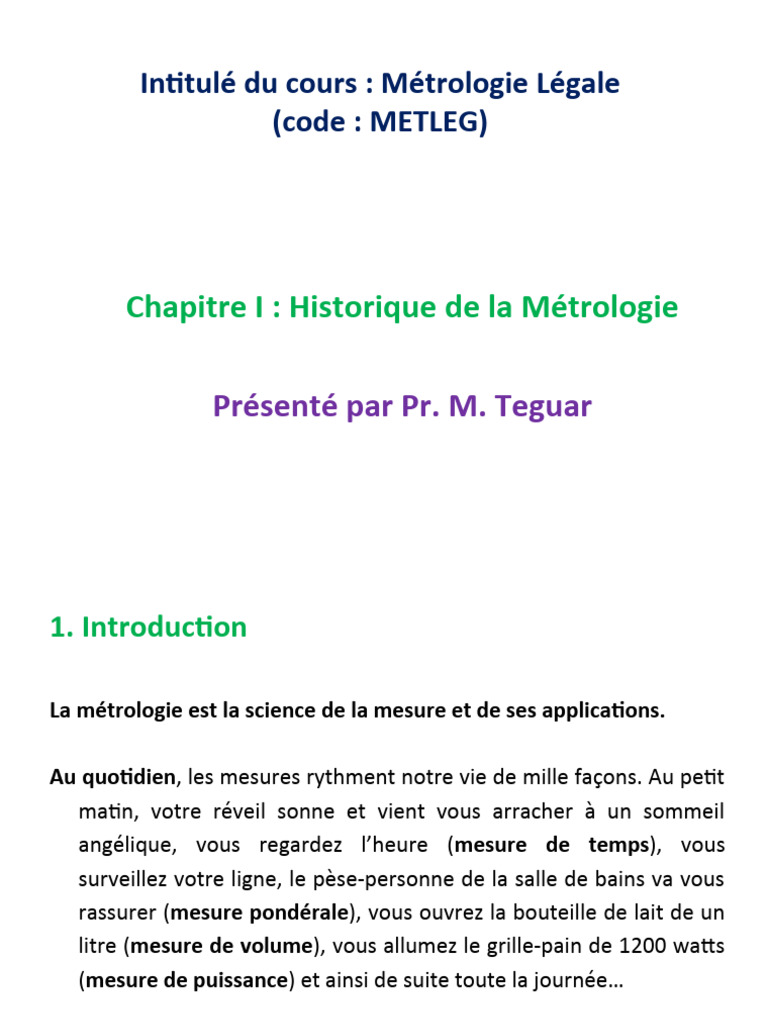 Cour | PDF | Métrologie | Mètre