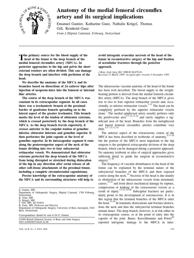 Anatomia de la arteria circunfleja femoral y sus implicaciones ...