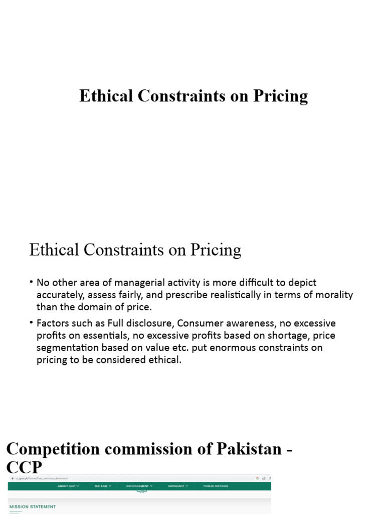 Ethical Pricing Constraints in Competition Law | PDF | Price ...