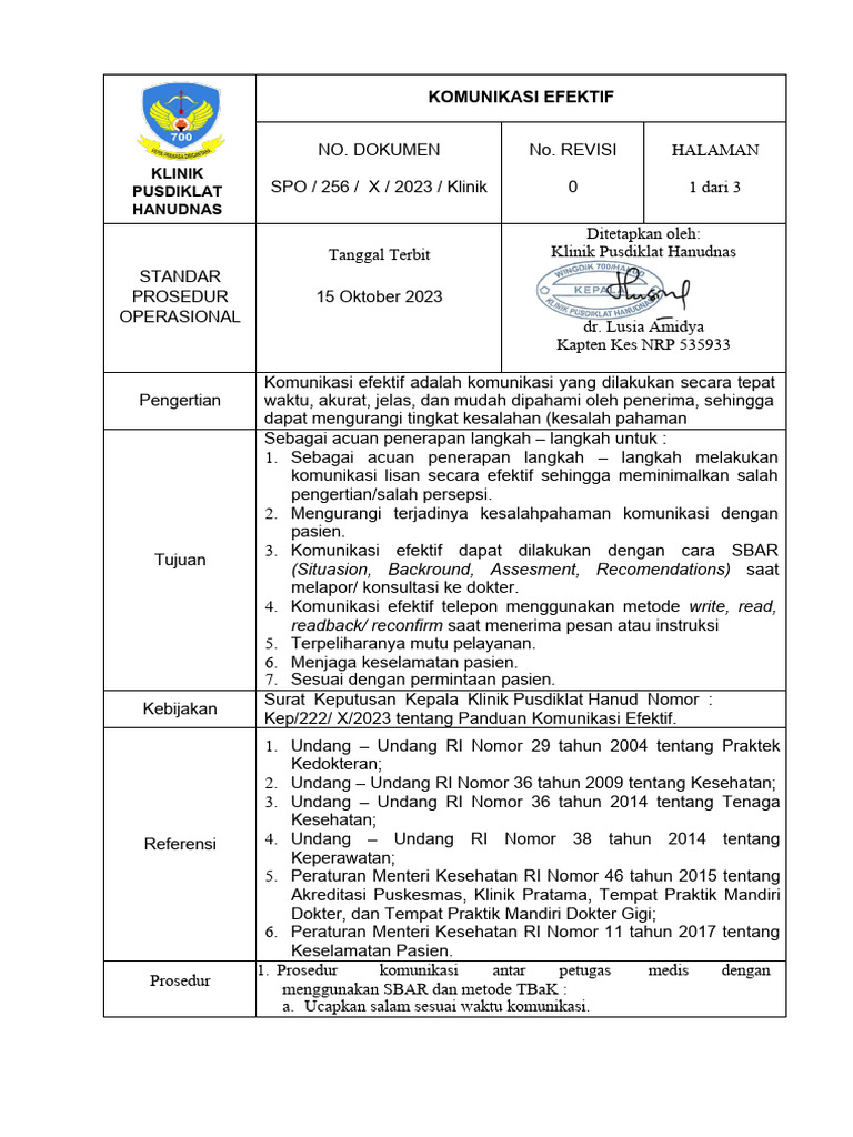 SPO Komunikasi Efektif | PDF