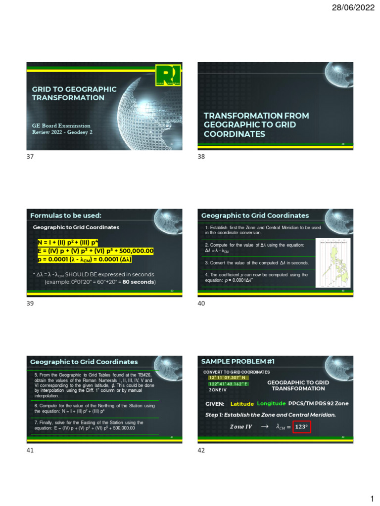Geographic To Grid | PDF | Latitude | Longitude