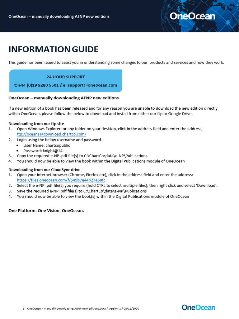 OneOcean - Manually Downloading AENP New Editions | PDF