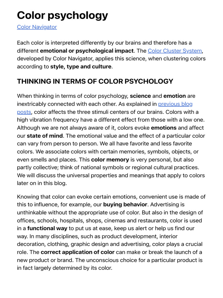 Color Psychology | PDF | Grey | Memory
