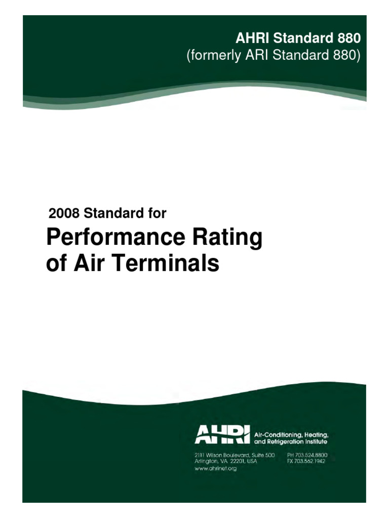 AHRI 880 (IP) - 2008 Performance Rating of Air Terminals | PDF | Duct ...