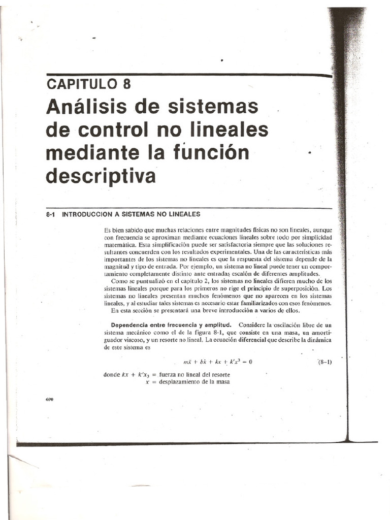 Analisis de Control de Sistemas No Lineales Mediante La Funcion ...