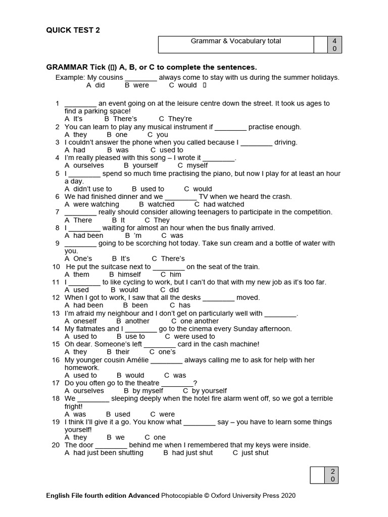 Eoibd EF4e Adv Quicktest 02 | PDF