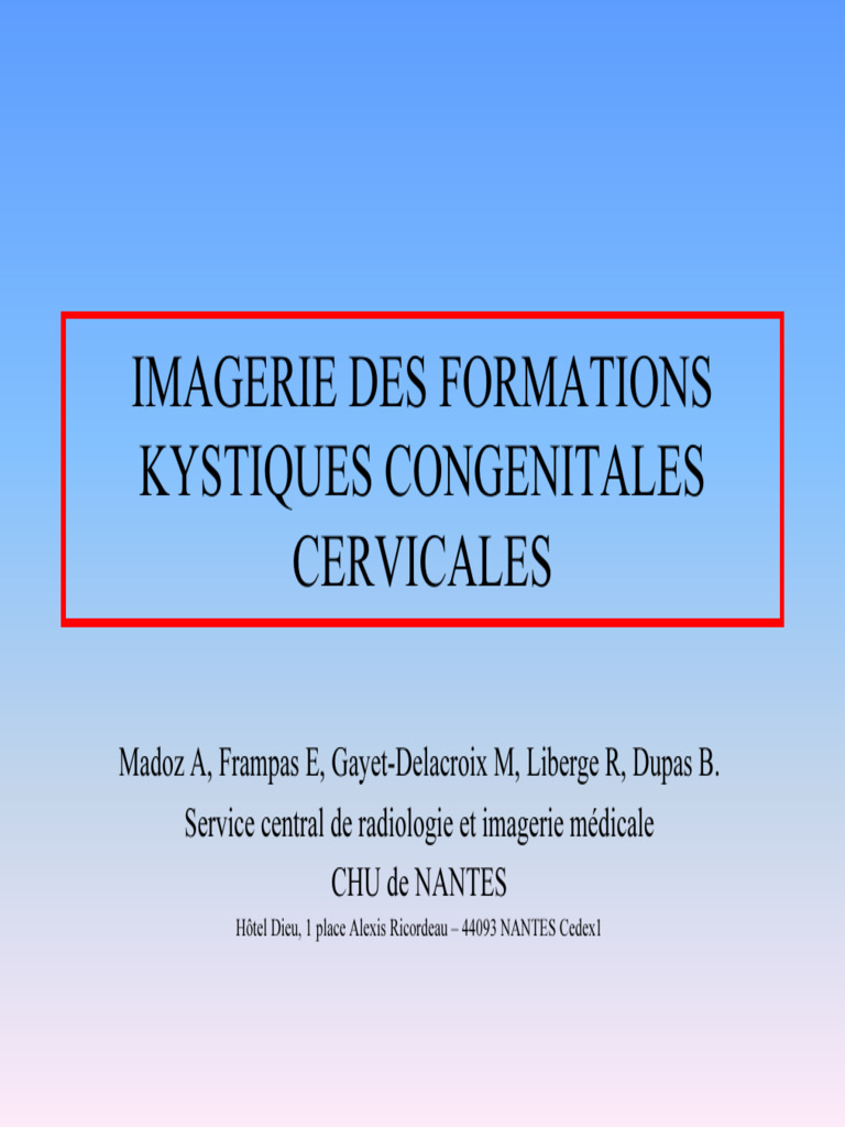 Imageries Des Formations Kystiques Cervicales Congenitales | PDF ...