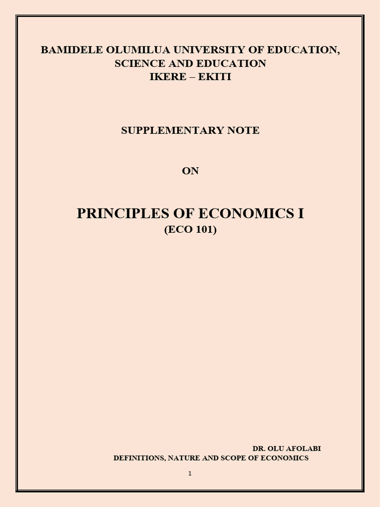 Bouesti Principles of Economics 1 (Eco 101) | PDF | Demand | Economics