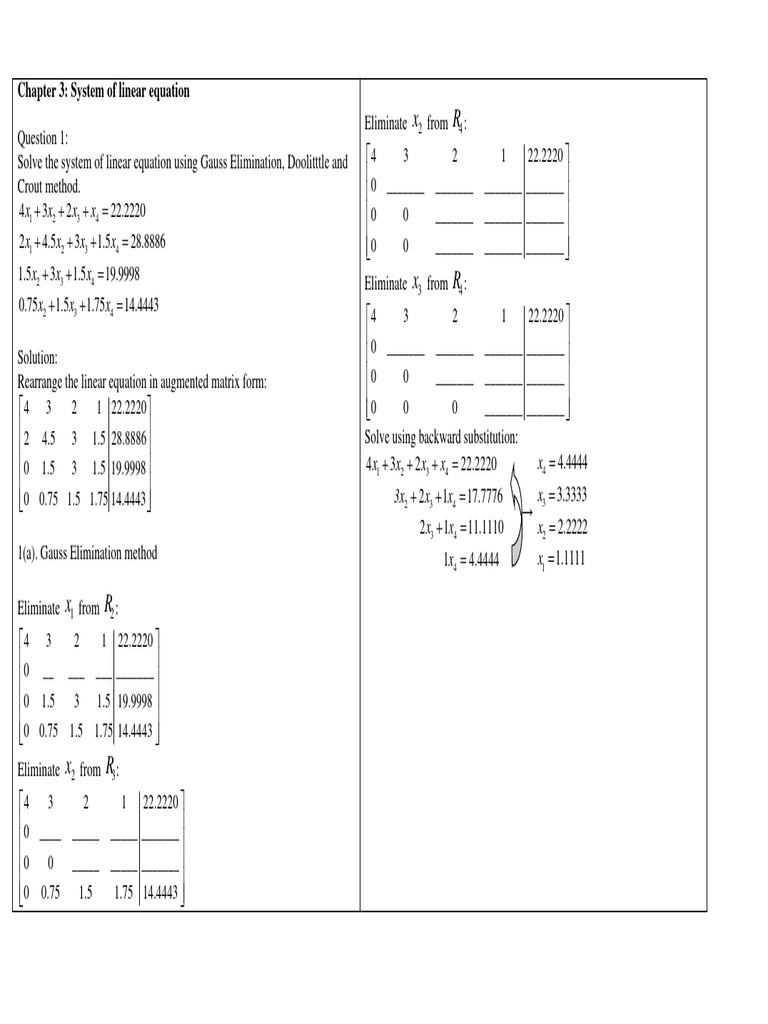 Tutorialchapter3 Ge Doolittle Crout | PDF | Mathematics Of Computing | Matrix Theory