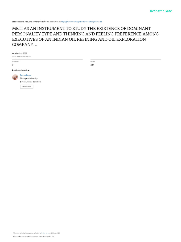 Mbti As An Instrument To Study The Existence of Do | PDF | Chi Squared ...