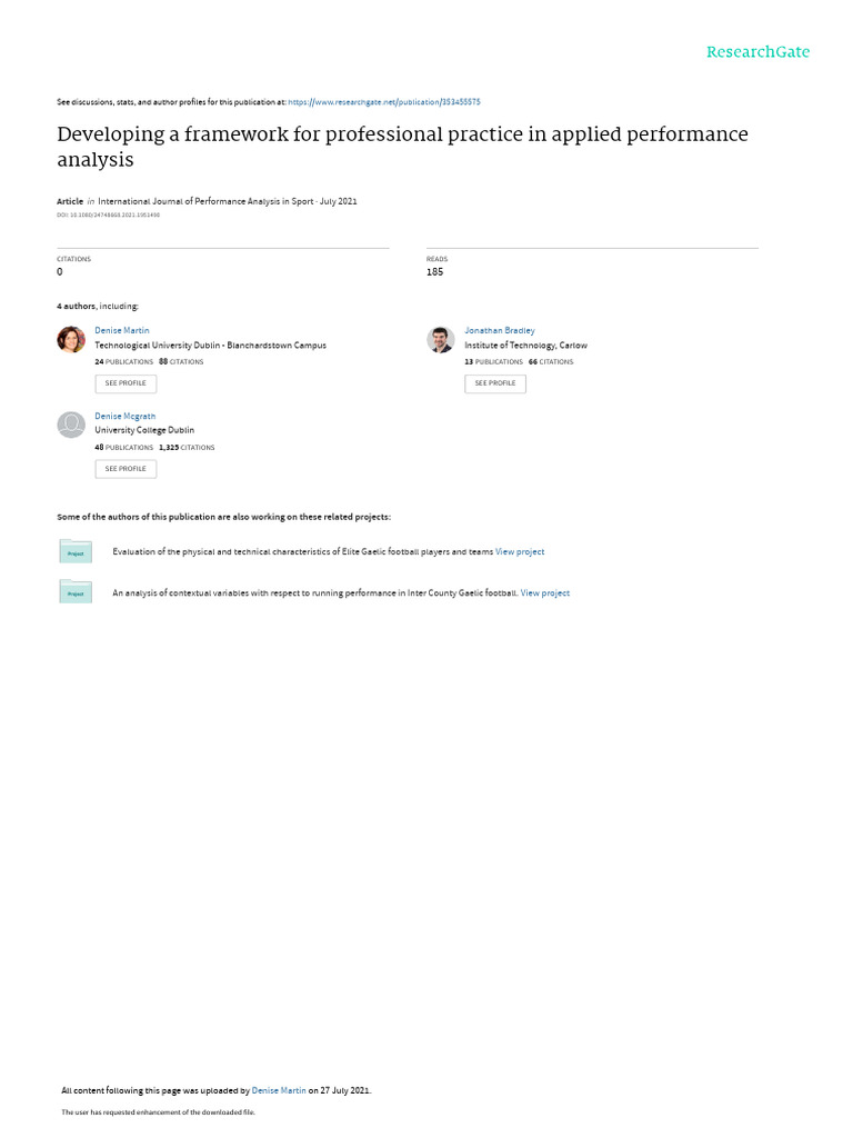 Developing A Framework For Professional Practice in Applied Performance Analysis | PDF ...