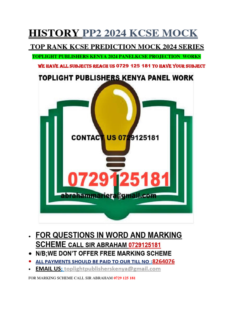 History PP2 2024 Top Rank Kcse Prediction Mock | PDF | Africa | Colonialism