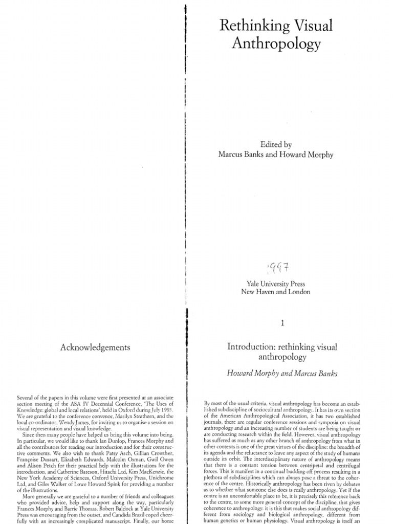 Banks Morphy Rethinking Visual Anthropology | PDF | Anthropology | Ethnography