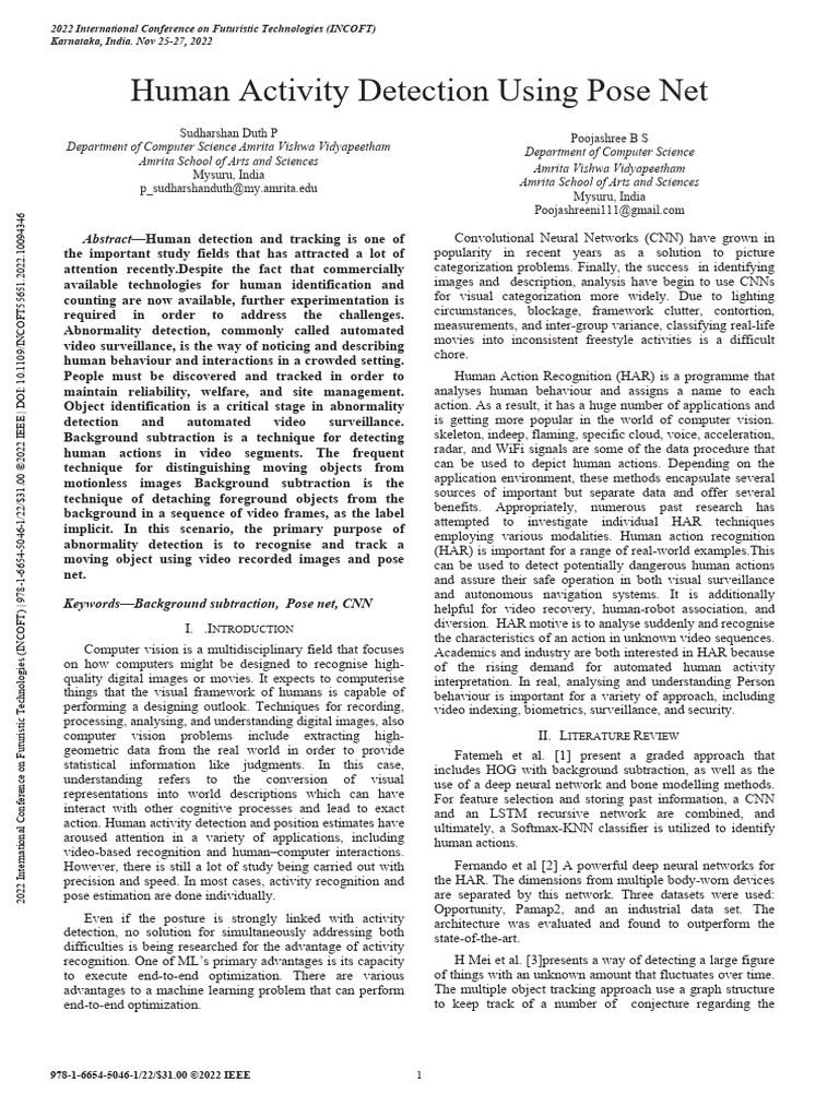 Human Activity Detection Using Pose Net[1] Pdf Machine Learning Deep Learning
