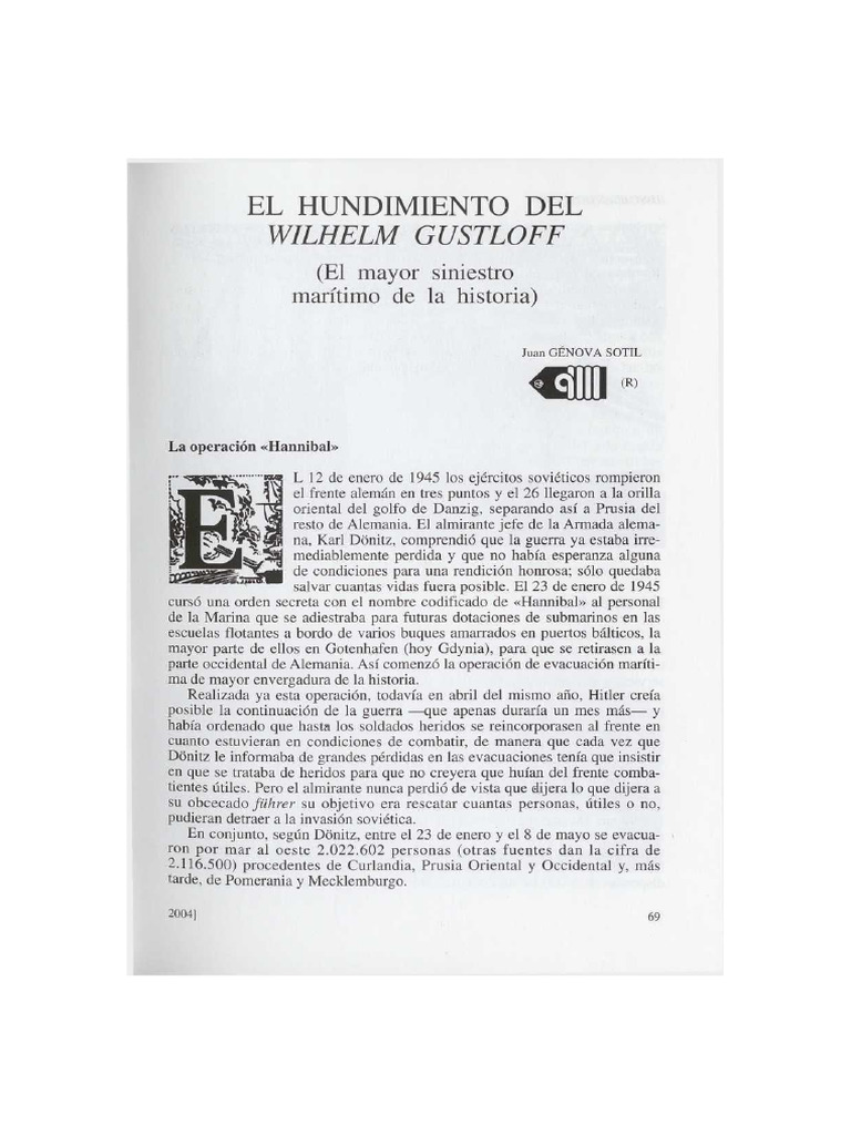Hundimiento Wilhelm Gustloff 1945 | PDF | Mina naval | Submarinos