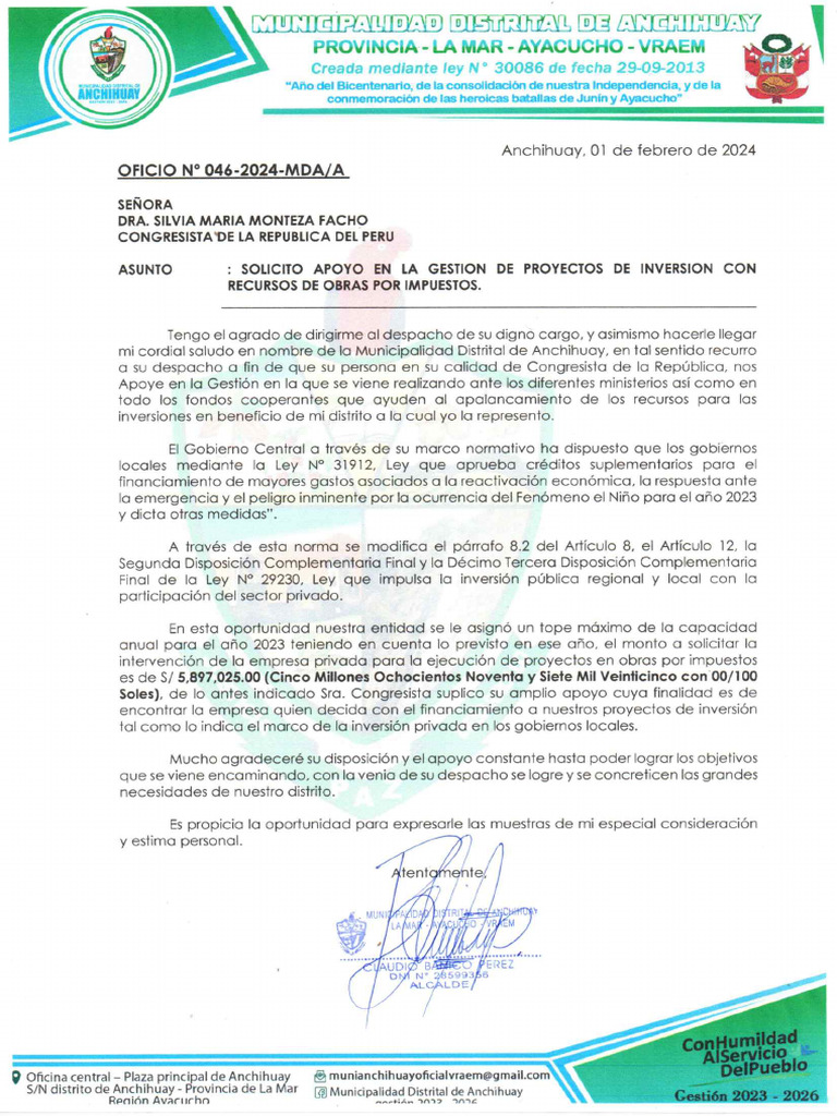 Oficio #046-2024-Mda.a | PDF