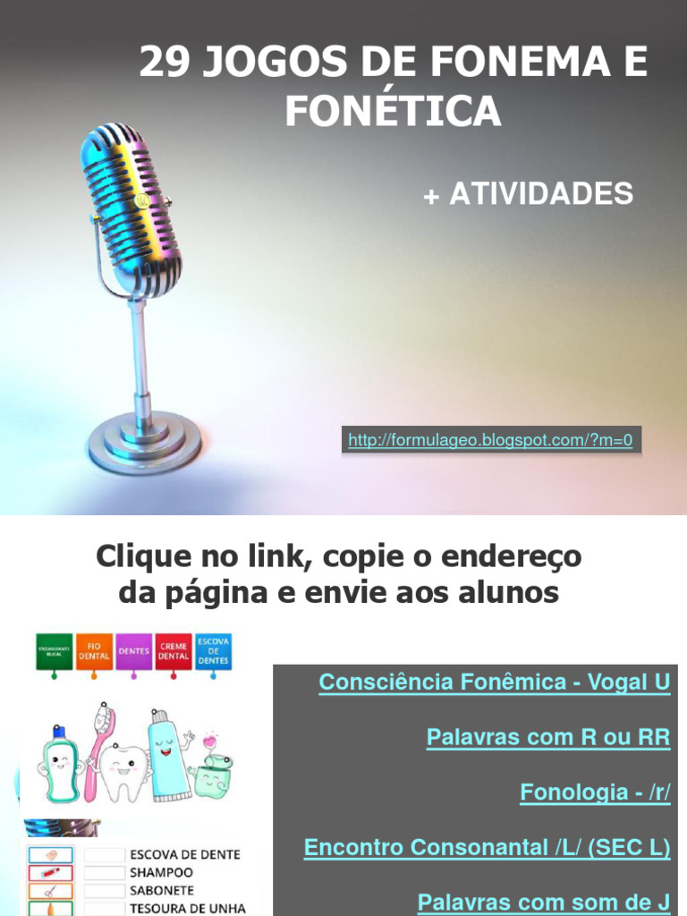 29 JOGOS DE FONEMA E FONÉTICA | PDF | Fonologia | Fonética