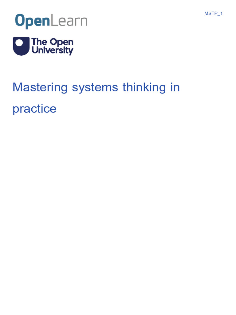 Mastering Systems Thinking in Practice Printable | Download Free PDF | Experience | Thought