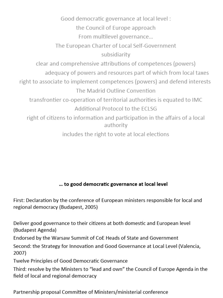 Good Democratic Governance | PDF | European Union | Governance