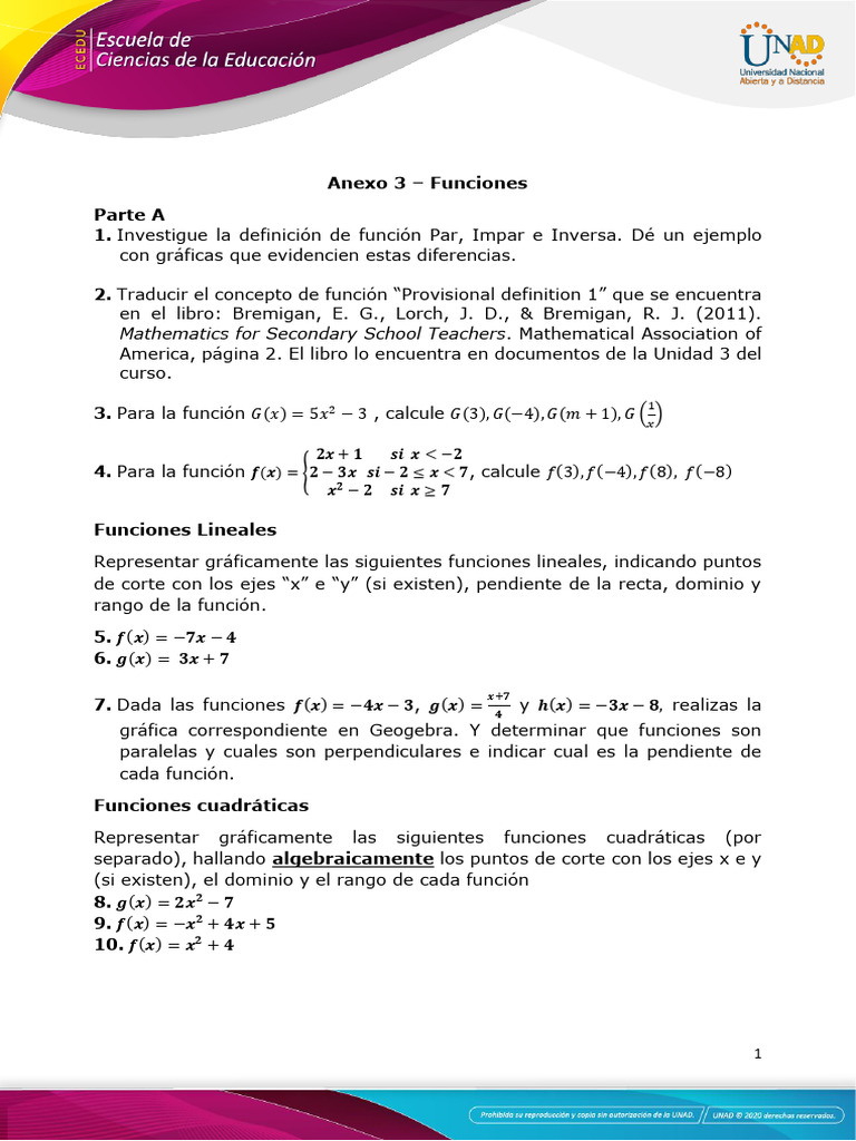 Anexo 3 - Funciones | PDF | Análisis matemático | Matemáticas