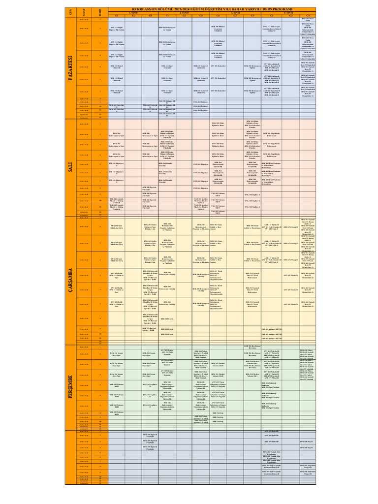 2023 2024 Bahar Rekreasyon Ders Programi | PDF