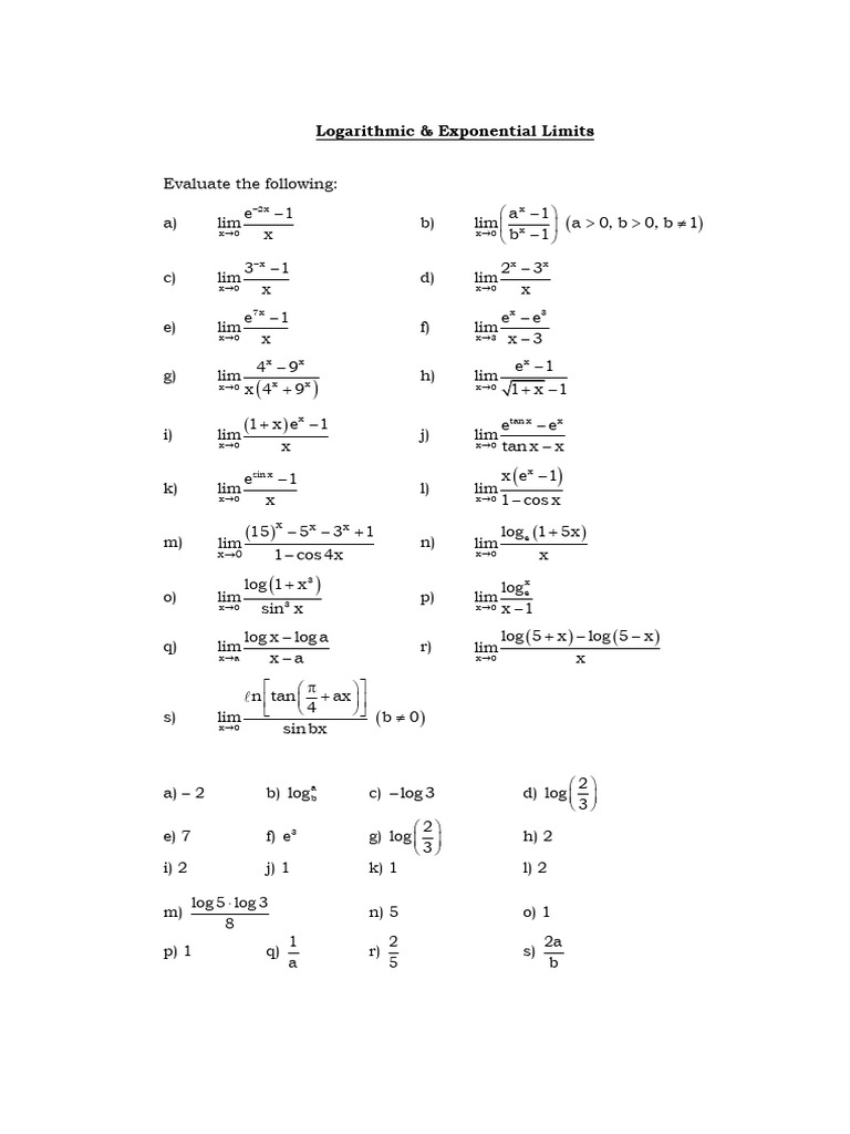 Log-Exp Limits | PDF