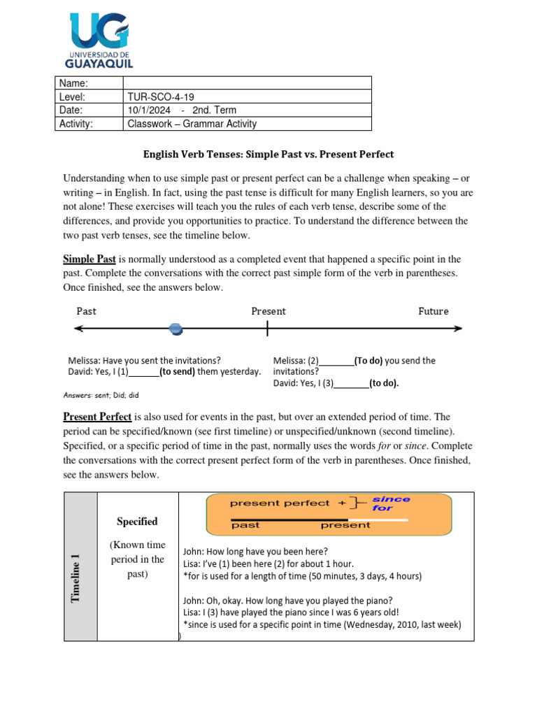 Simple Past vs Present Perfect Worksheet Soriano Delgado Adrian | PDF ...