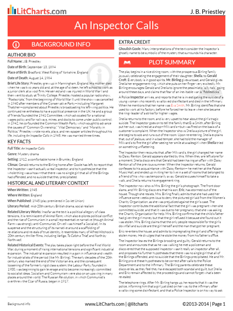 An Inspector Calls Litchart | PDF