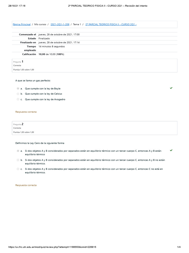 2º PARCIAL TEORICO FISICA II - CURSO 2Q1 - Revisión Del Intento | PDF ...