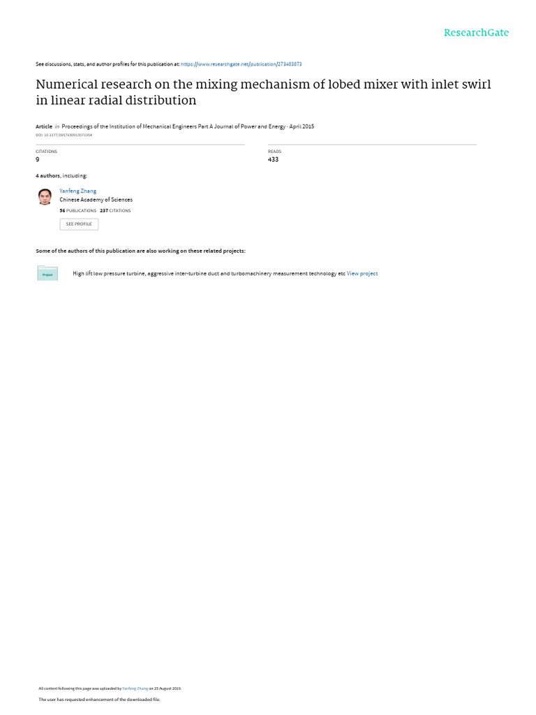 Numerical Research On The Mixing Mechanism of Lobed Mixer With Inlet ...