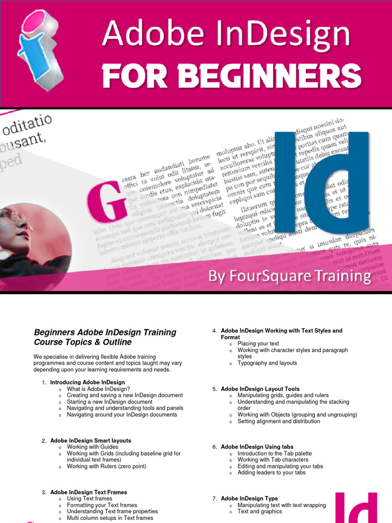 Indesign Beginners Course Outline | PDF | Page Layout | Adobe In Design