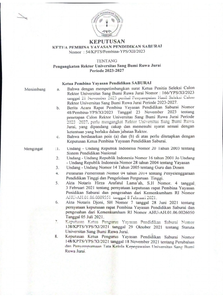 SK Rektor 2023-2027 | PDF