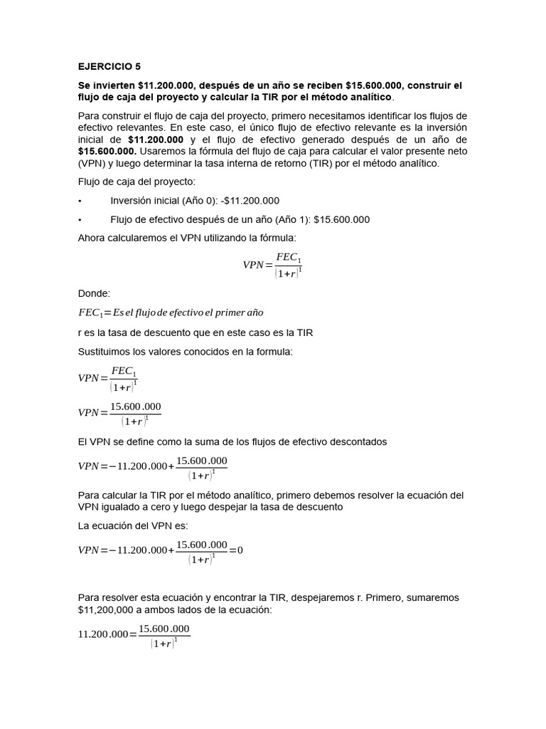 Ejercicio 5 Elsy Susa | PDF | Tasa interna de retorno | Inversiones