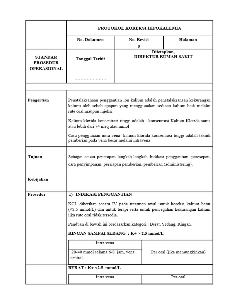Protokol Terapi KCL | PDF | Sains & Matematika