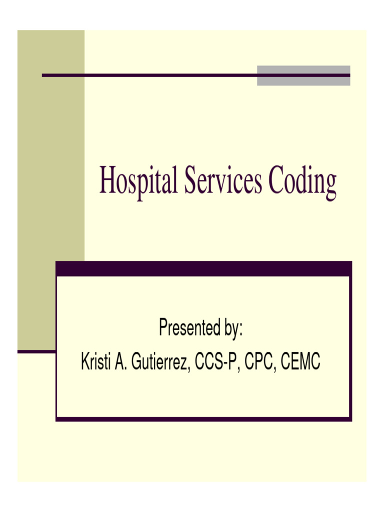 Hospital Services Coding | PDF | Intensive Care Medicine | Hospital