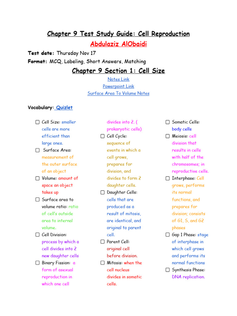 Cell Cycle Regulation Study Guide | PDF | Meiosis | Mitosis
