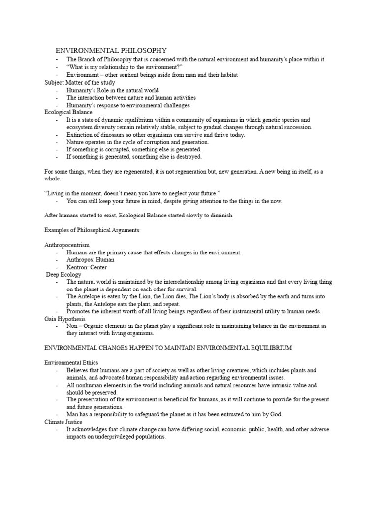 Environmental Philosophy | PDF | Nature | Ecology