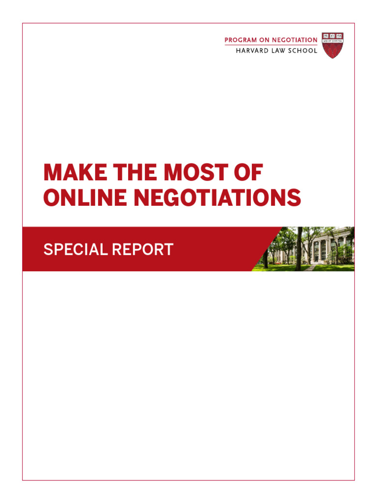 Making The Most of Online Negotiations | PDF | Videotelephony | Mediation