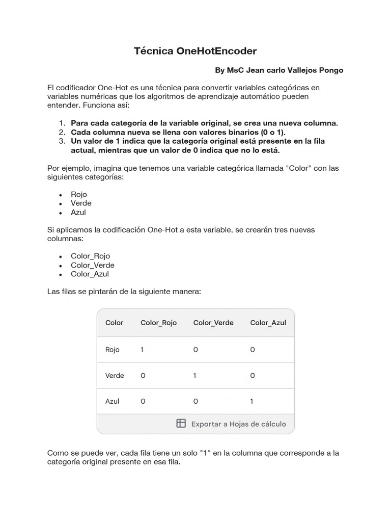 Técnica OneHotEncoder | PDF