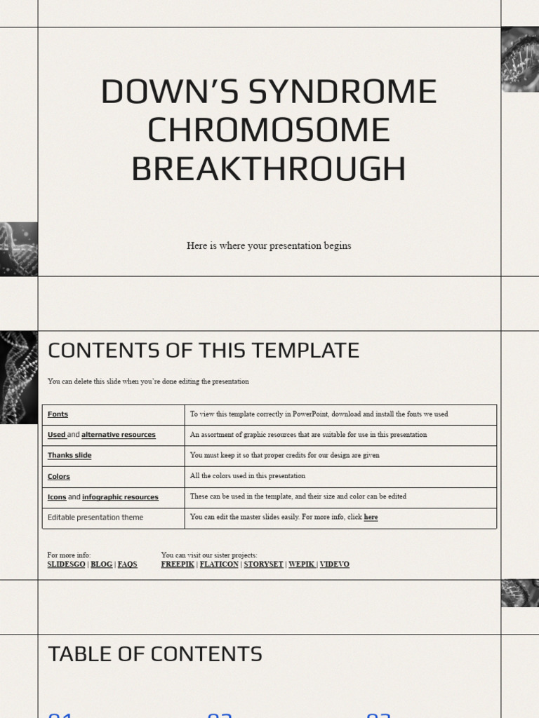 Down's Syndrome Chromosome Breakthrough by Slidesgo | PDF | Clinical ...