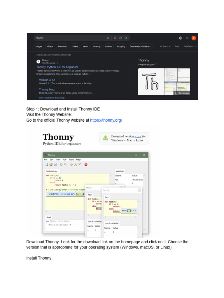 Install Thonny IDE and Scamp Library | PDF