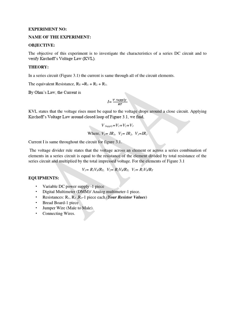 Lab 2 KVL | PDF | Voltage | Electrical Resistance And Conductance