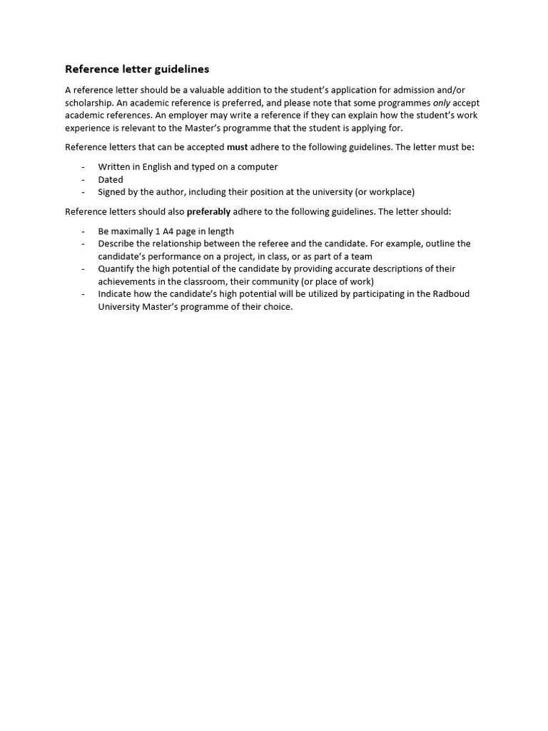 Reference Letter Guidelines for Students | PDF | Career & Growth | Business