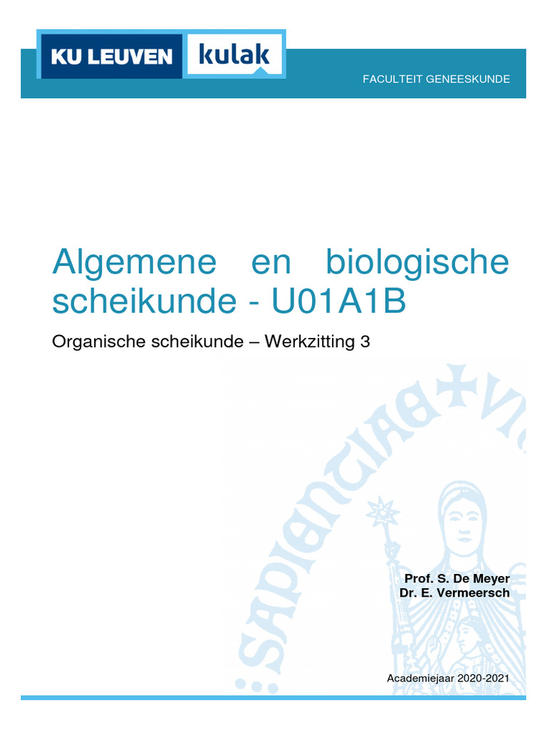 Alg en Biol Scheikunde - Org Scheikunde Opl - WZ 3 - 2020-2021 | PDF